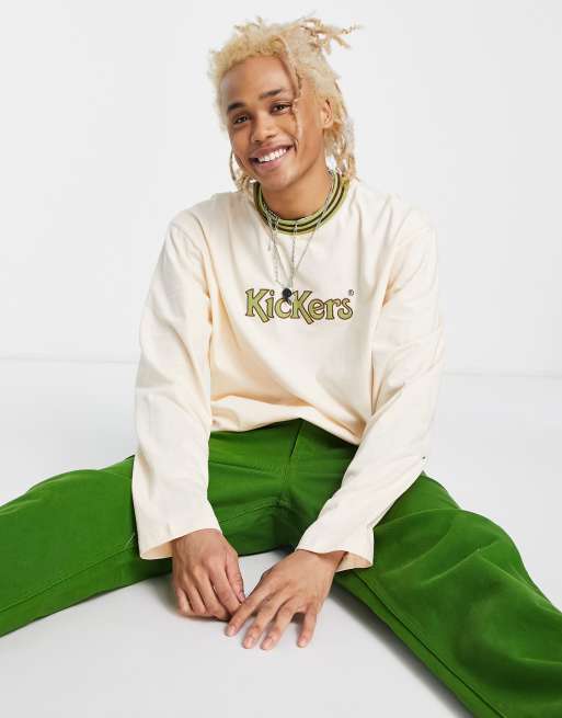Kickers long sleeve logo top in ecru | ASOS