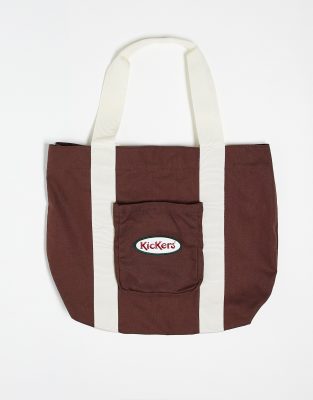 Kickers tote bag in brown with contrast straps | ASOS