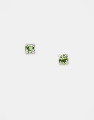 Kingsley Ryan 2mm green peridot gem stud earrings in sterling silver | ASOS