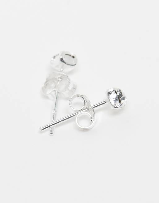 Kingsley Ryan 3mm round gem stud earrings in sterling silver | ASOS