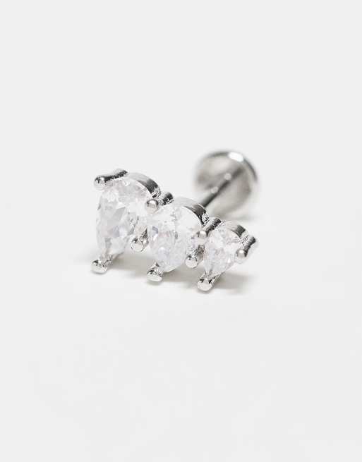 Kingsley Ryan 6mm triple crystal teardrop labret ear piercing in ...