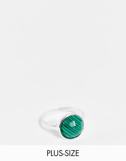 Kingsley Ryan Curve Exclusive sterling silver oval ring with stone | ASOS