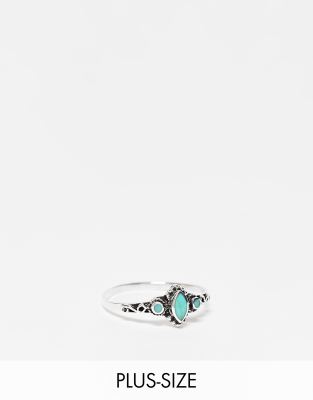 Kingsley Ryan Curve sterling silver turquoise stone ornate ring | ASOS