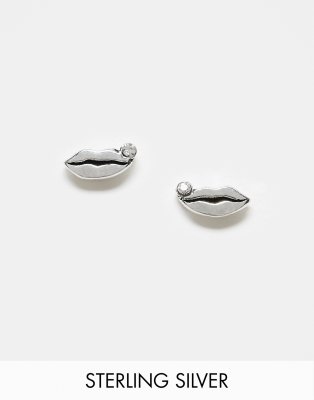 Kingsley Ryan gem lips stud earrings in sterling silver | ASOS