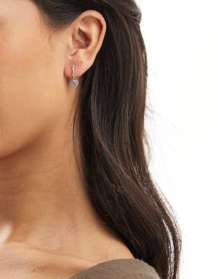 Kingsley Ryan heart charm hoop earrings in sterling silver | ASOS