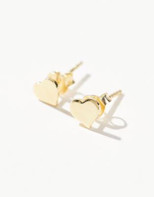 Kingsley Ryan heart stud earrings in gold plated | ASOS