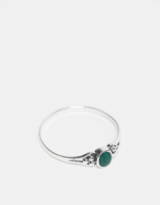 Kingsley Ryan malachite oval ring in sterling silver | ASOS