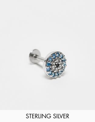 Kingsley Ryan multi gem eye labret earring in sterling silver | ASOS