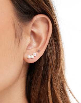Kingsley Ryan pearl crawler stud earrings in sterling silver | ASOS