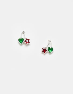 Kingsley Ryan red gem heart and star cherry stud earrings | ASOS