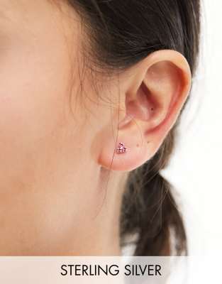 Kingsley Ryan sterling silver gem set 3 stone stud earrings in light ...