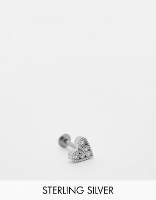 Kingsley Ryan sterling silver gemset heart labret | ASOS