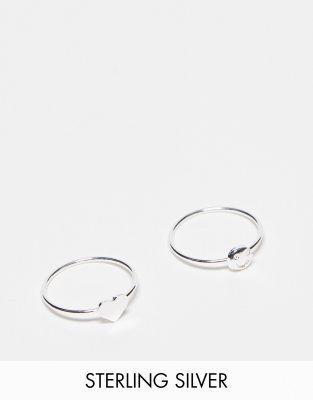 Kingsley Ryan sterling silver heart and smile rings multipack | ASOS