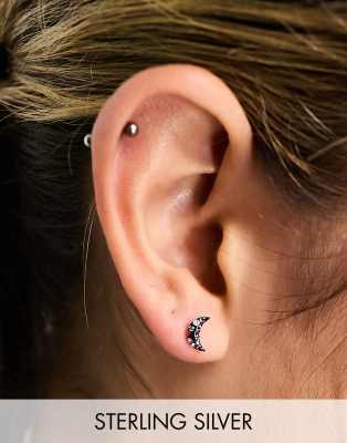 Kingsley Ryan sterling silver multi gem crescent & star stud earrings ...