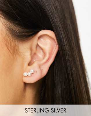 Kingsley Ryan sterling silver pearl crawler stud earrings | ASOS