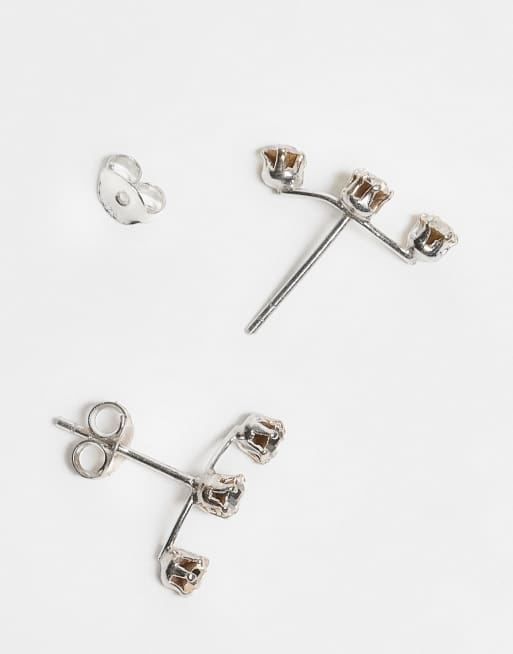 Kingsley Ryan triple gem crawler stud earrings in sterling silver | ASOS