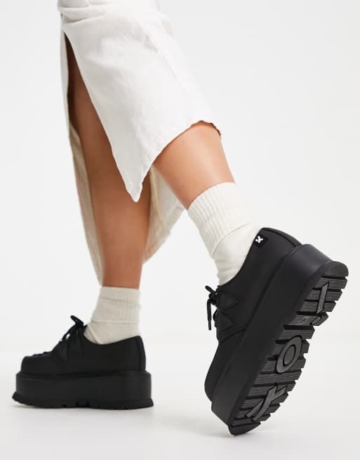 Koi Footwear lace up creeper in black | ASOS
