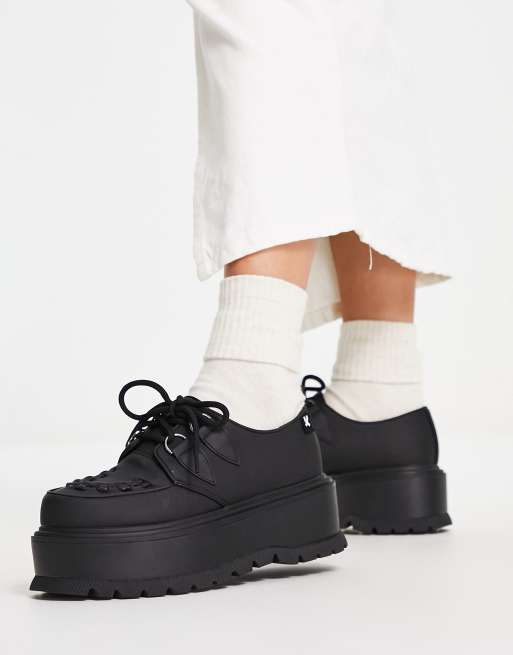 Koi Footwear lace up creeper in black | ASOS