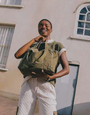 Labelrail x Notion unisex nylon tote bag in khaki | ASOS