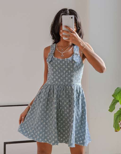 Labelrail X Pose And Repeat Robe Corset Courte En Denim Pailleté Asos
