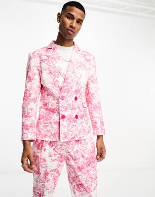 Labelrail x Stan & Tom toile print fitted double breasted suit blazer ...