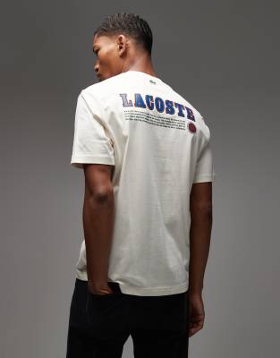 Lacoste back print logo t-shirt in ecru | ASOS