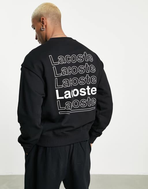 Lacoste repeat back logo sweatshirt in black | ASOS