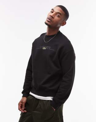 Lacoste - Sort sweatshirt med logo foran | ASOS