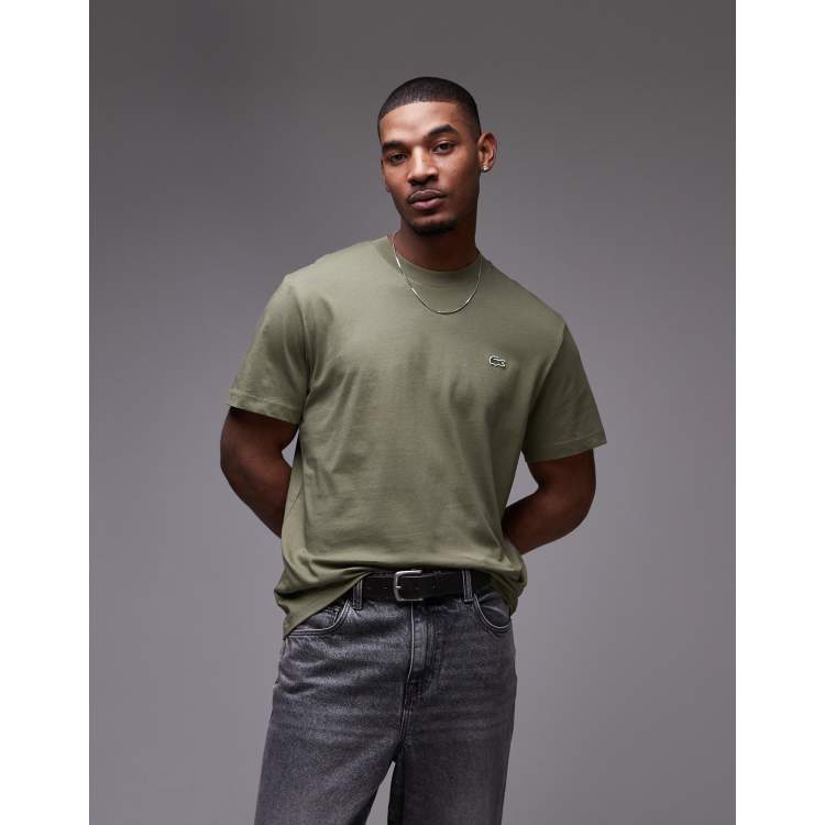 Lacoste T shirt semi epais coupe carree Kaki ASOS