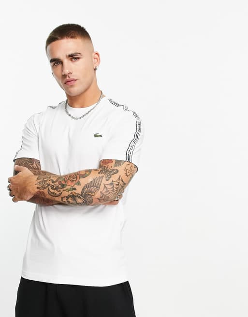 Lacoste Vit T Shirt Med Tejpad Logga Asos