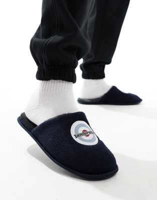 Lambretta classic logo slippers in navy | ASOS