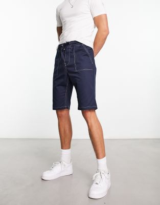 Le Breve - Short style charpentier en sergé - Bleu marine | ASOS