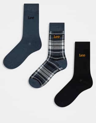 Lee 3 pack telfer socks size 6-8.5 in black | ASOS