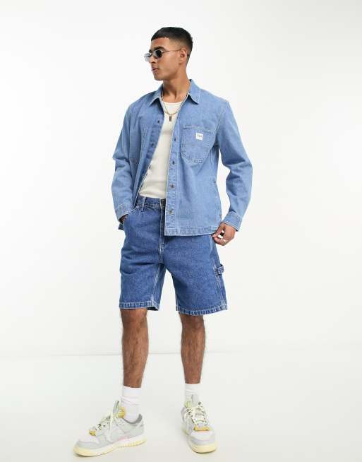 Lee - Short en jean d'ensemble décontracté style charpentier - Bleu ...