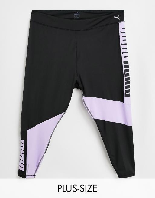 Leggings negros y violetas de talle alto con logo Favourite de PUMA Training Plus | ASOS