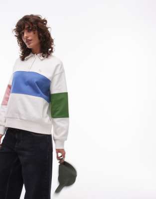Levi's colour block logo rugby sweat in white | ASOS