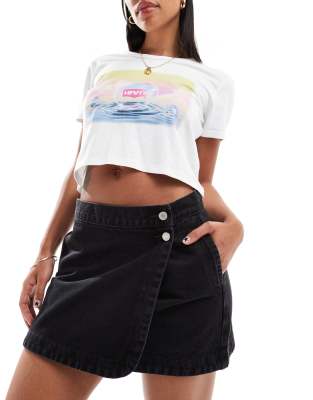 Levi's - Denim rok met overslag in zwart | ASOS