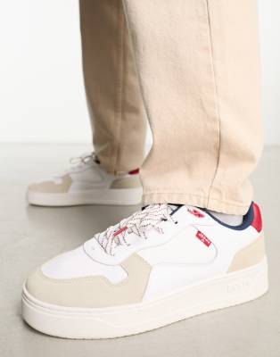 Levi's - Glide - Baskets en cuir et daim avec étiquette rouge - Crème ...