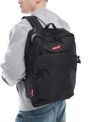Levi's – L Pack – Normal großer Rucksack in Schwarz mit Fledermaus-Logo ...