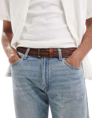 Levi's leather stretch braid belt in brown | ASOS