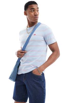 Levi's original batwing logo stripe t-shirt in light blue | ASOS