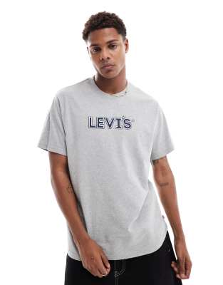 Levi's padded logo relaxed fit t-shirt in grey marl | ASOS