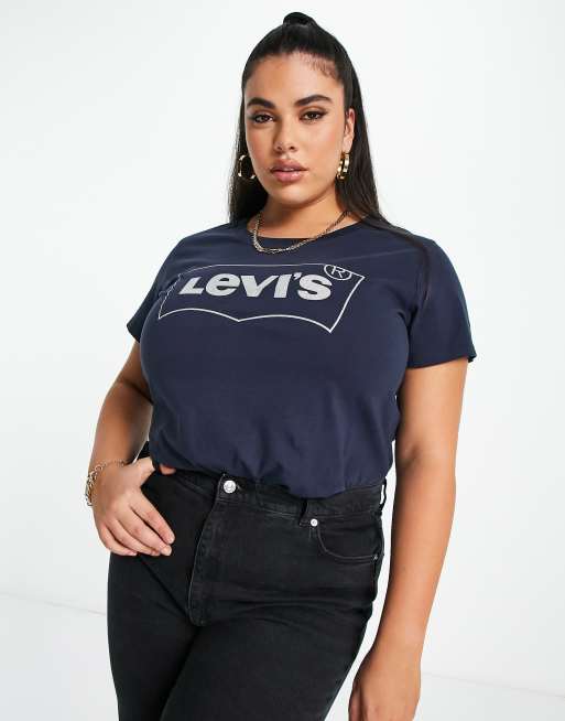 Levis Plus Svart T Shirt Med Bågformad Logga Asos