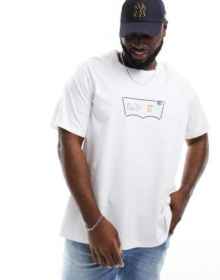 Levi's Plus t-shirt with central multi batwing logo in white | ASOS