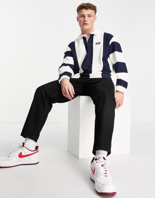 Levi's rugby polo shirt with small logo in navy/cream stripe | ASOS