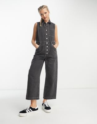 Levi's - Tuta jumpsuit di jeans senza maniche nera | ASOS