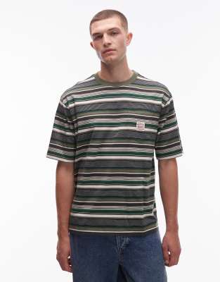 Levi's Workwear Capsule label logo pocket loose fit stripe t-shirt in ...