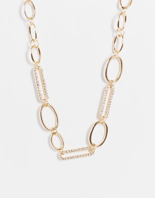 Liars & Lovers mixed pave oversized link chain necklace in gold | ASOS
