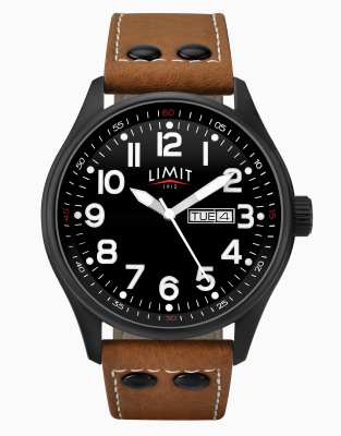 Limit 43mm mens round black analogue watch in brown Sale | Clothing