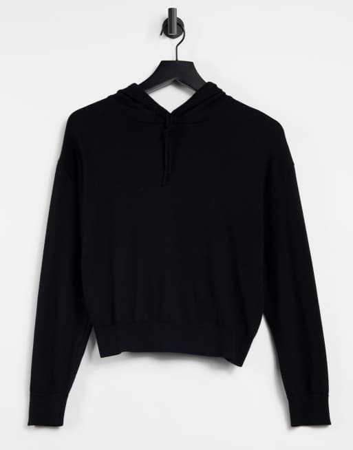 Lindex Angie premium merino wool slouchy hoodie in black | ASOS